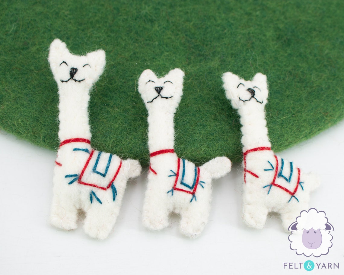 7cm Wool Felt White Llama With Long Neck Hand Felted - Etsy