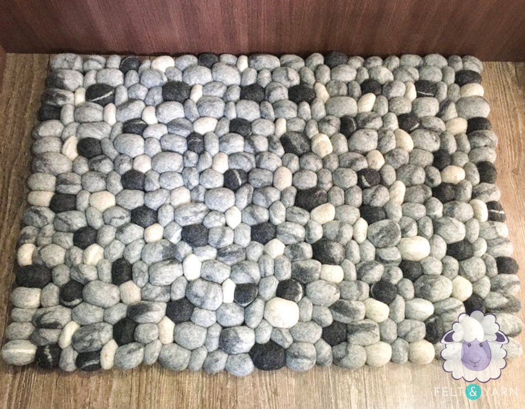 Wool Felt Pebble Rug Stone Handmade Ball Carpet for Room Decor - Etsy