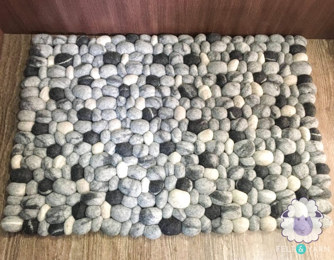 Wool Felt Pebble Rug Stone Handmade Ball Carpet for Room Decor - Etsy