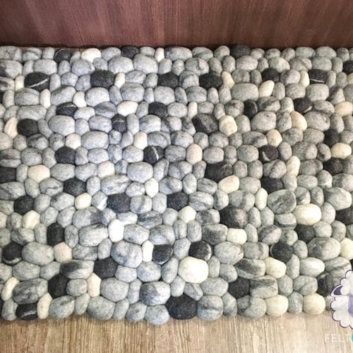 Stone Rug Wool Felt Rectangular Living Room Pebble Rug - Etsy