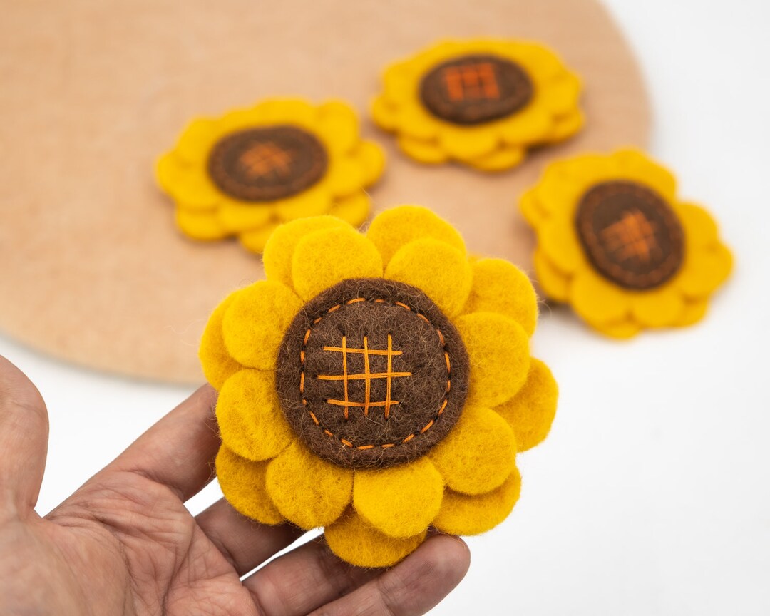 10 Cm Felt Sheet Sunflower for Summer and Spring Decor, Felt Flower ...
