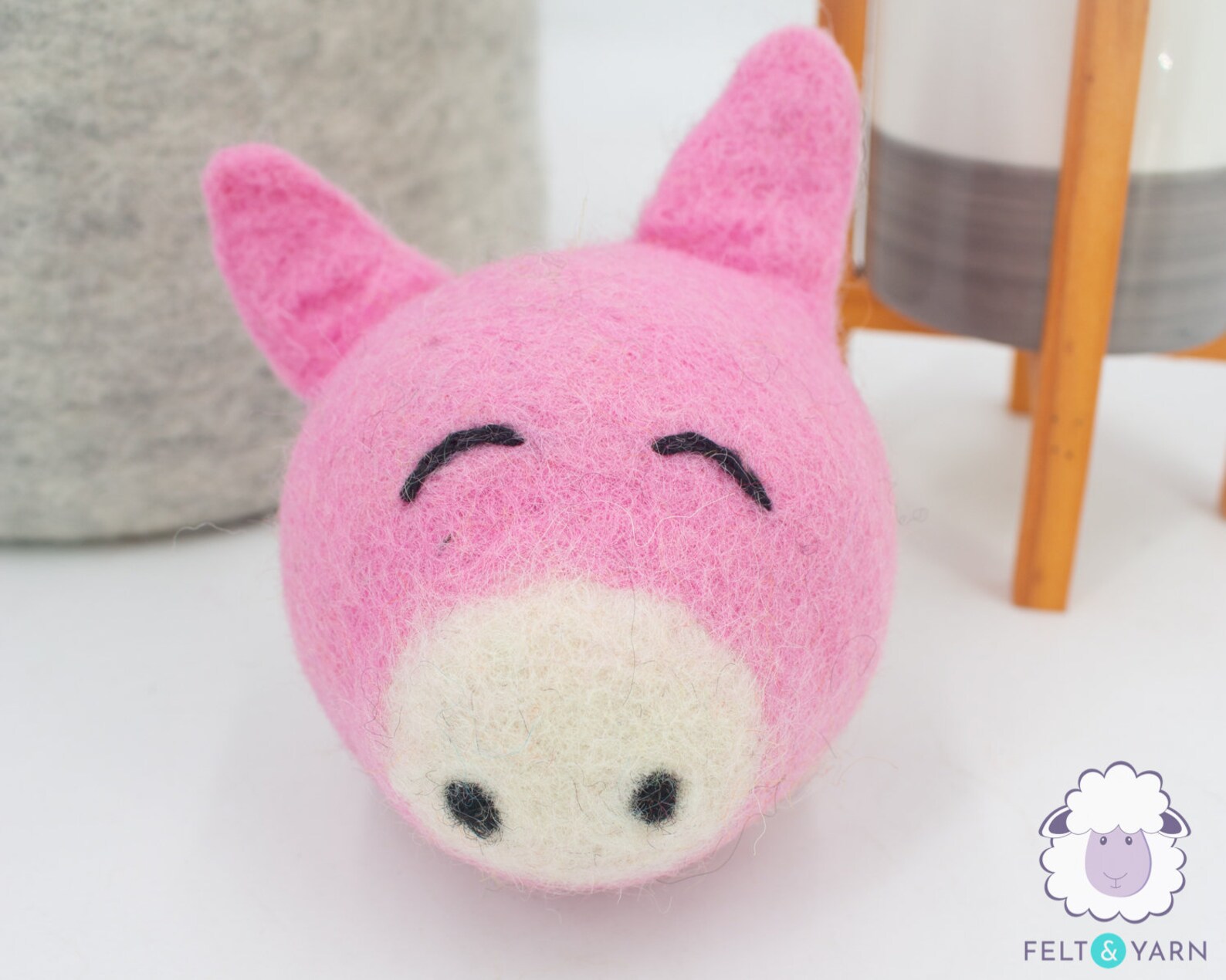 8cm Cute Animal Face Dog Toys Set Handmade of 100% Wool and Pet Safe ...