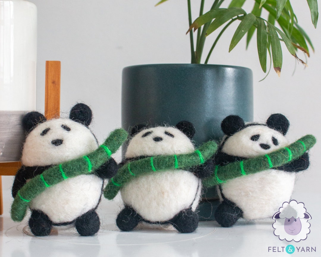Wool Felt Panda With Bamboo Ornament | Pretend Play Felt Educational ...