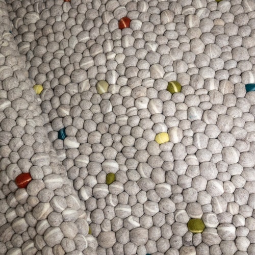 Stone Rug Wool Felt Rectangular Living Room Pebble Rug - Etsy