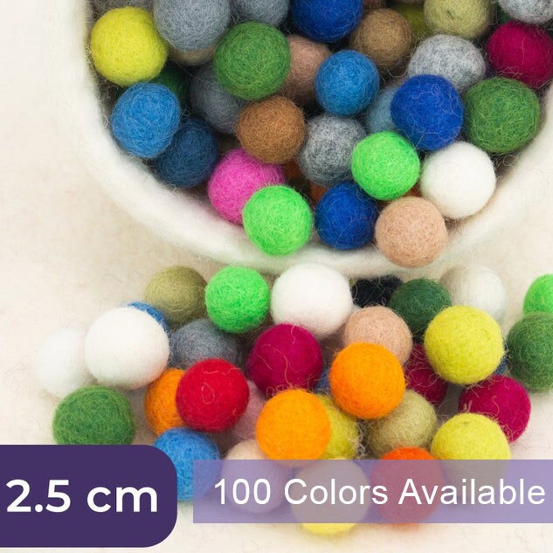 2.5cm Natural Wool Felt Balls, 100 Colors, DIY Craft Supplies - Etsy