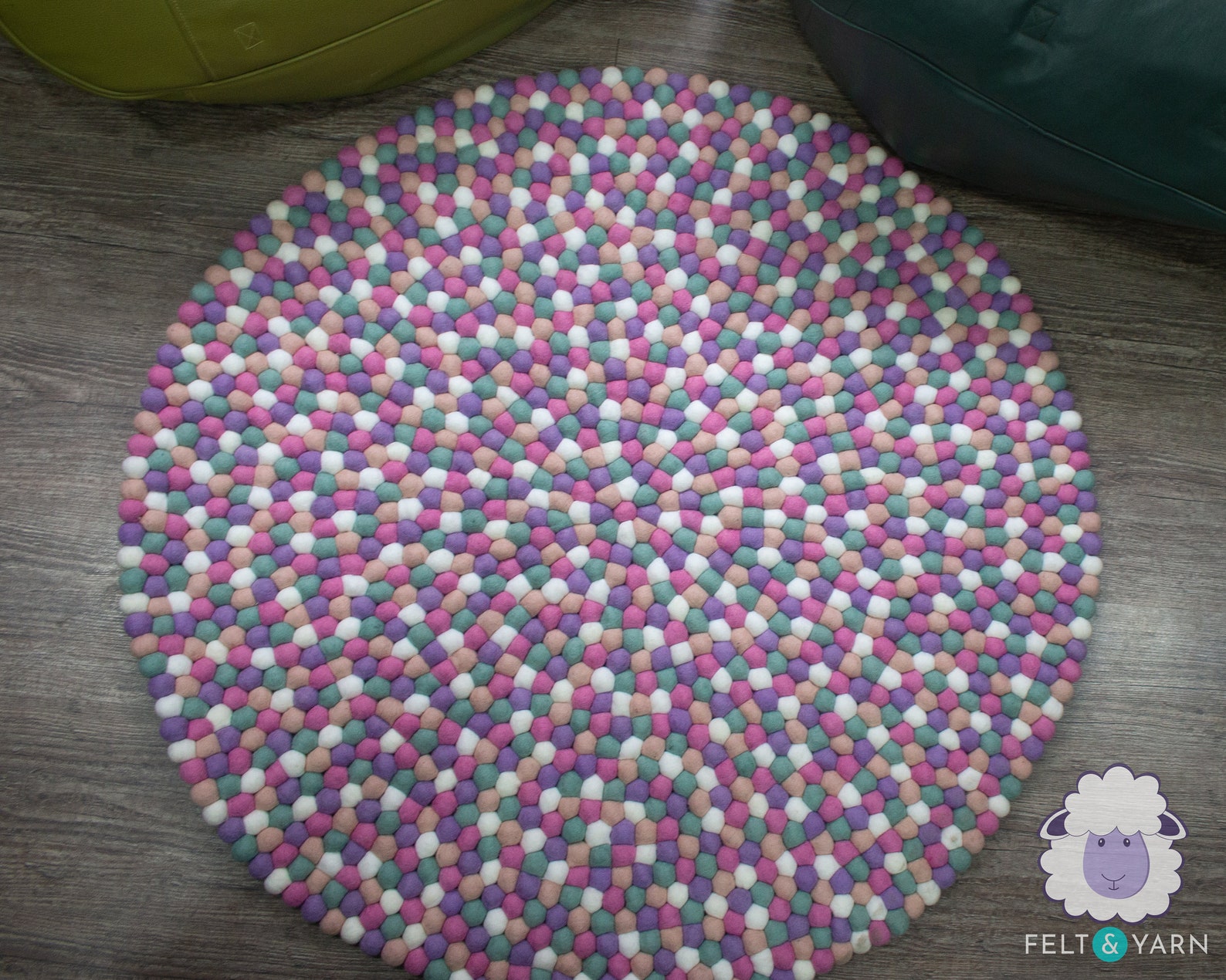 Rug With Pinkish Tone Wool Felted Ball Rug Indoor Room Decor - Etsy