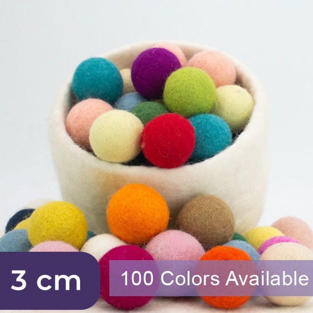 3cm Wool Felt Multi Color Felt Balls, Handmade Bulk Felt Balls for Home ...