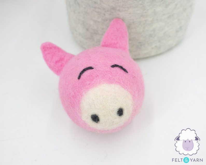 8cm Cute Animal Face Dog Toys Set Handmade of 100% Wool and Pet Safe ...