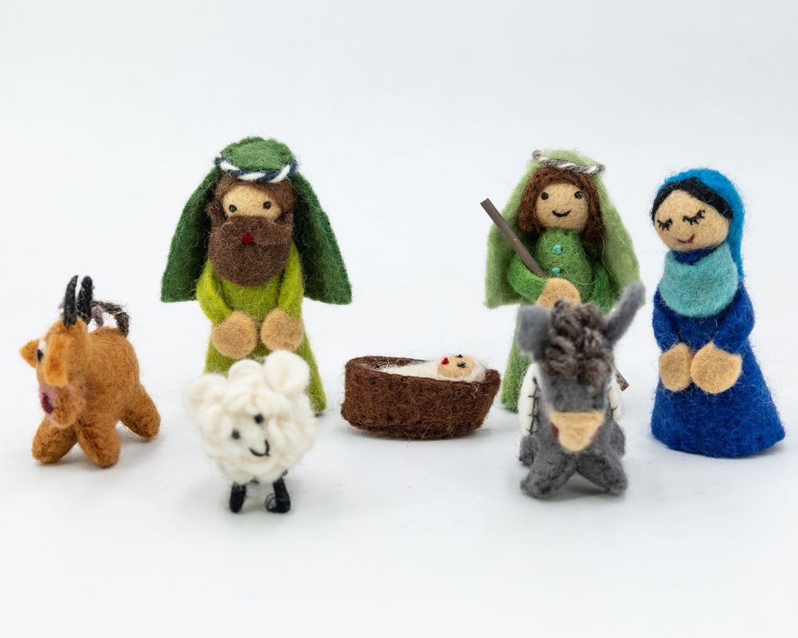 Vintage Nativity Set Handmade Natural Wool Felted Nativity Set - Etsy