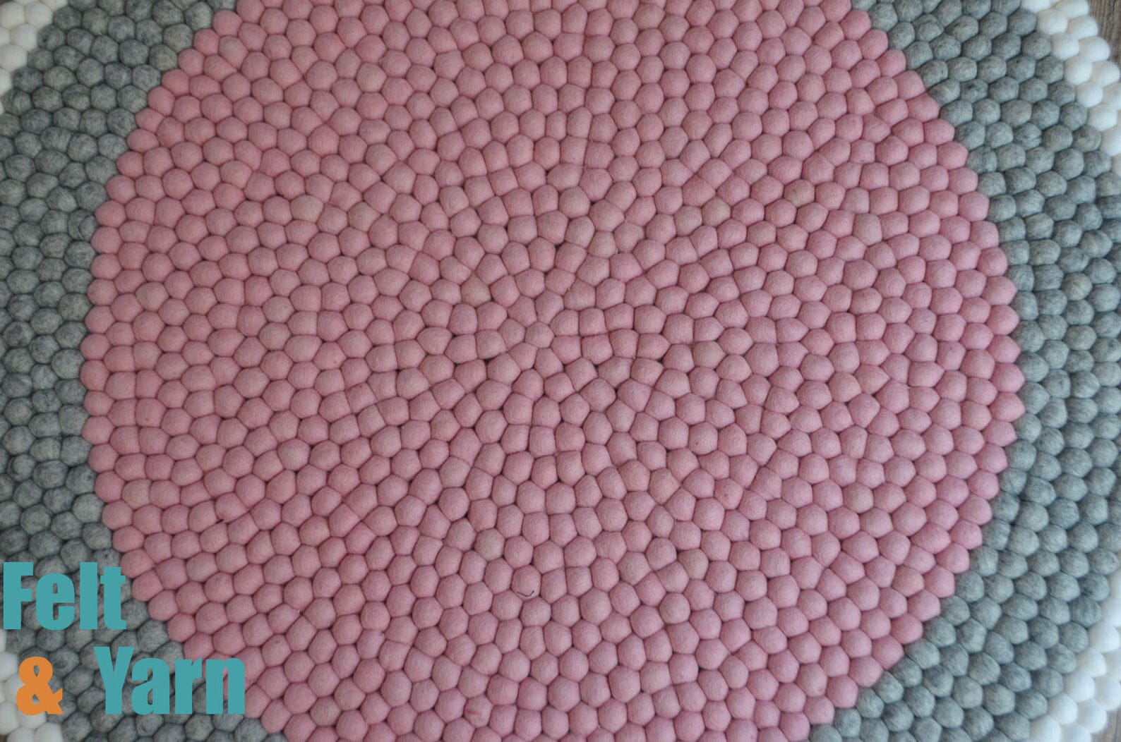 Pink Grey and White Wool Felt Ball Rug Carpet Room Decor Round - Etsy