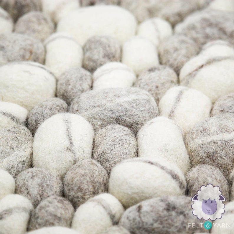 Stone Rug Wool Felt Rectangular Living Room Pebble Rug - Etsy