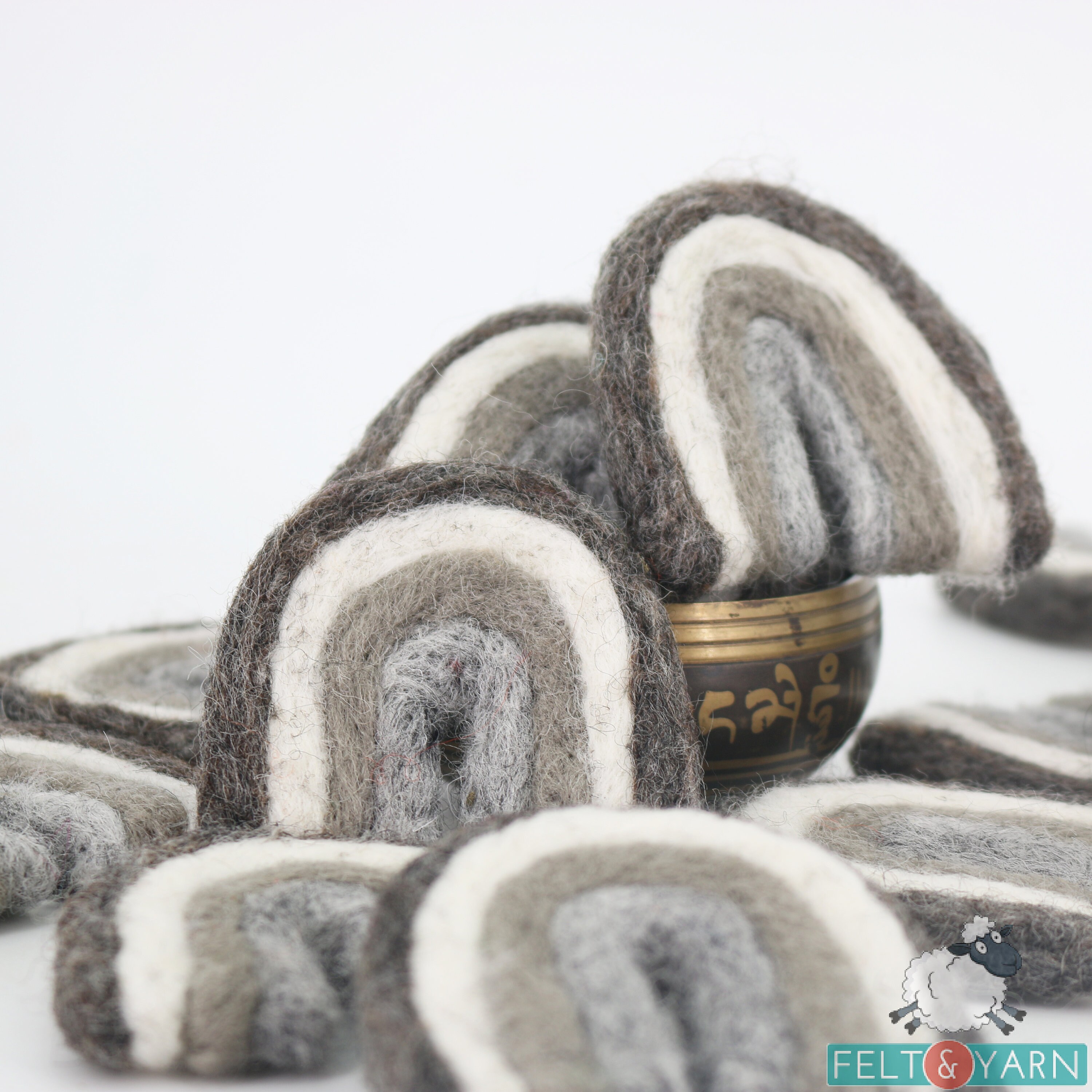 20 Pieces 7cm Wool Felt Rainbow Grey Felt Rainbows Felt - Etsy