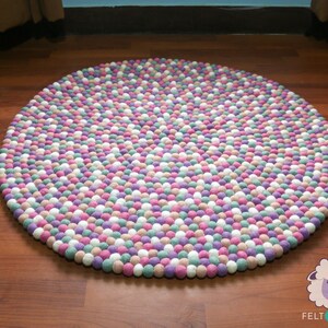 Rug With Pinkish Tone Wool Felted Ball Rug Indoor Room Decor - Etsy