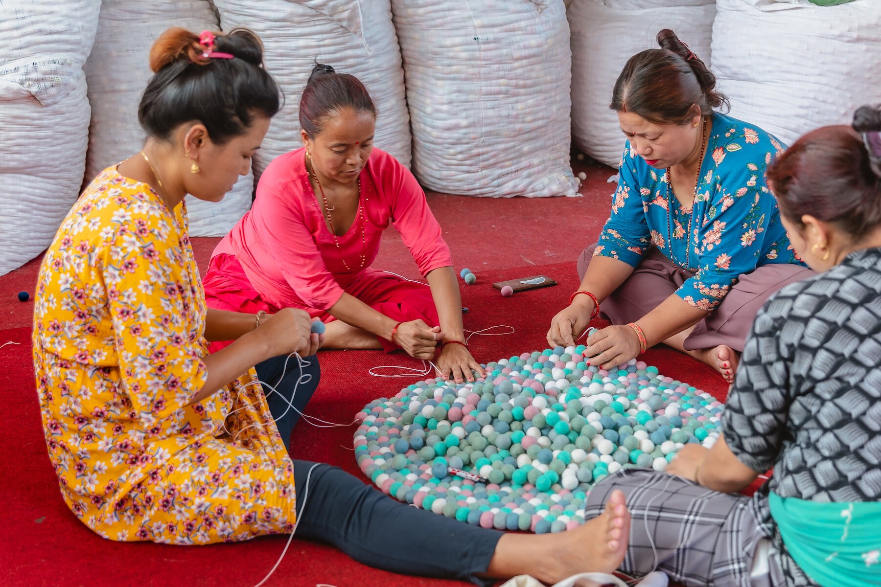 Wool Felt Ball Rug Boho Color Pattern Hand Felted Ball Room - Etsy