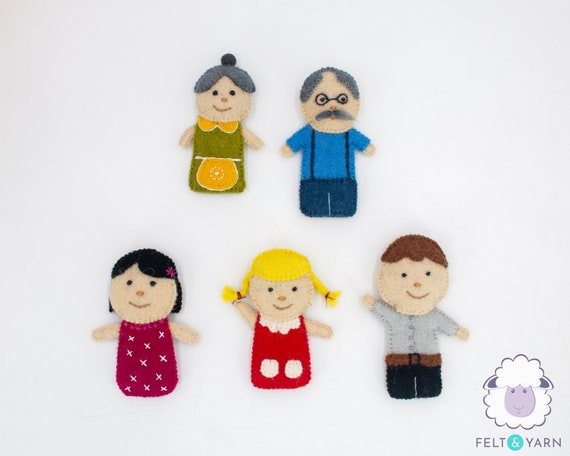 5 Members Felt Family Set Puppet Handmade Country Family - Etsy