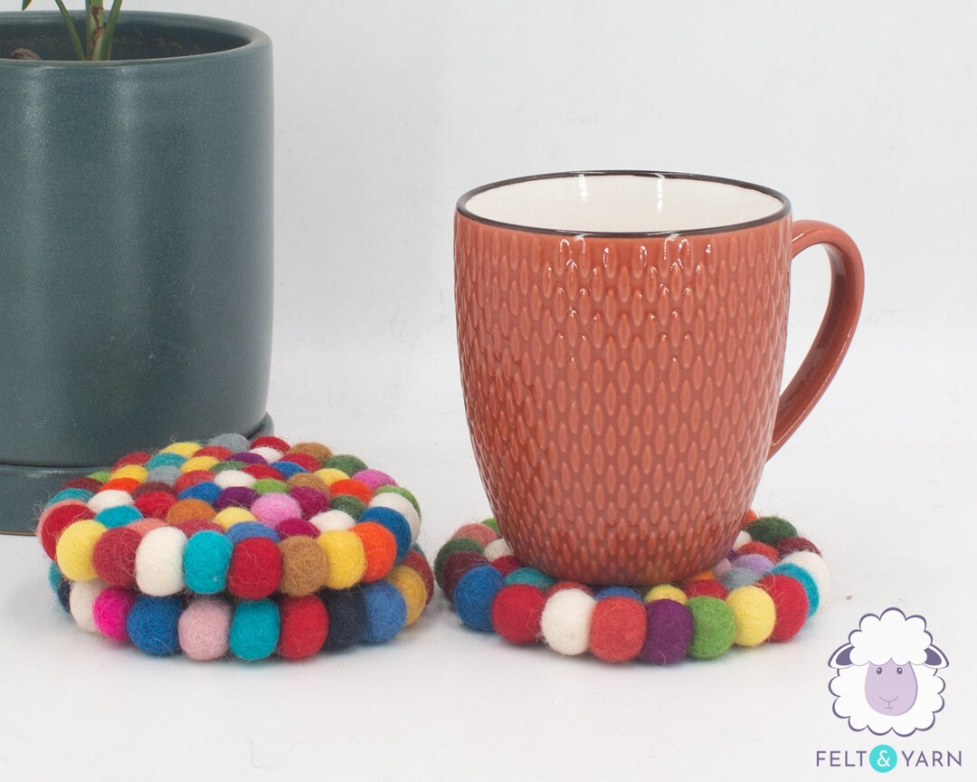 10pcs of 10cm Multi Color Felt Ball Coaster Set Dining Table - Etsy