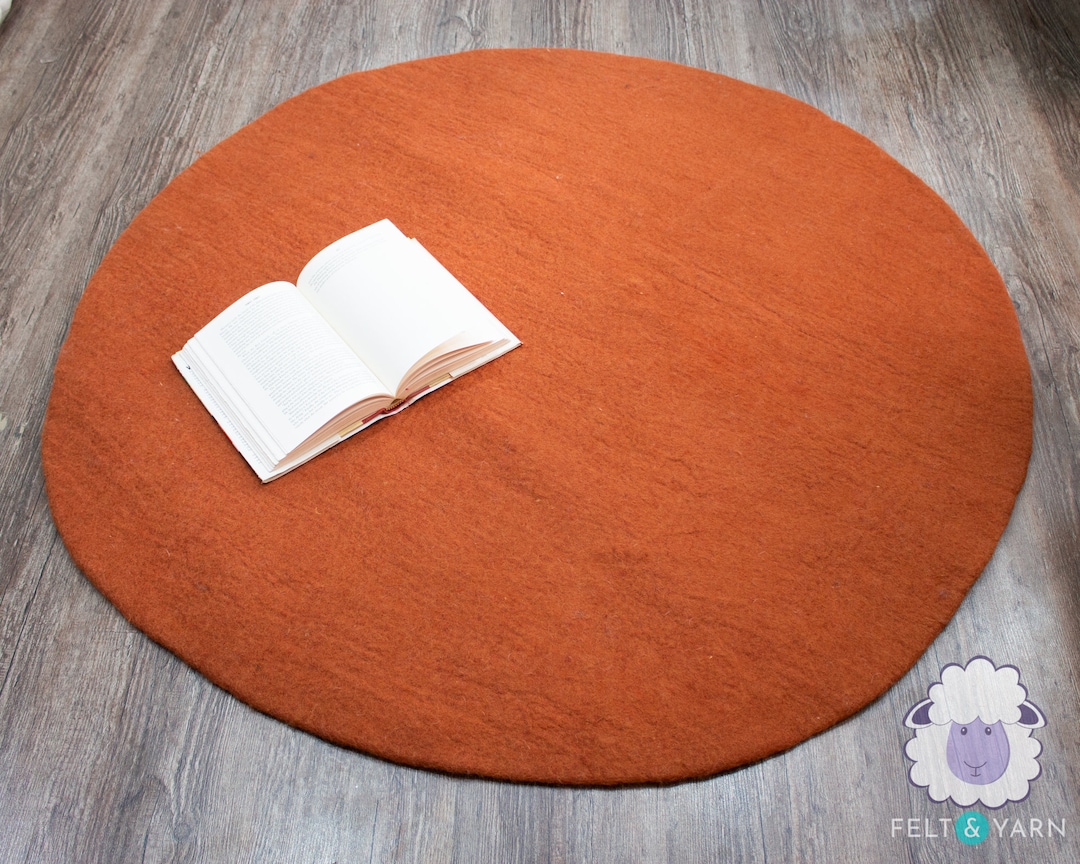 Wool Felt Solid Color Sheet Rug for Room Decor, Handmade Round Rugs for ...