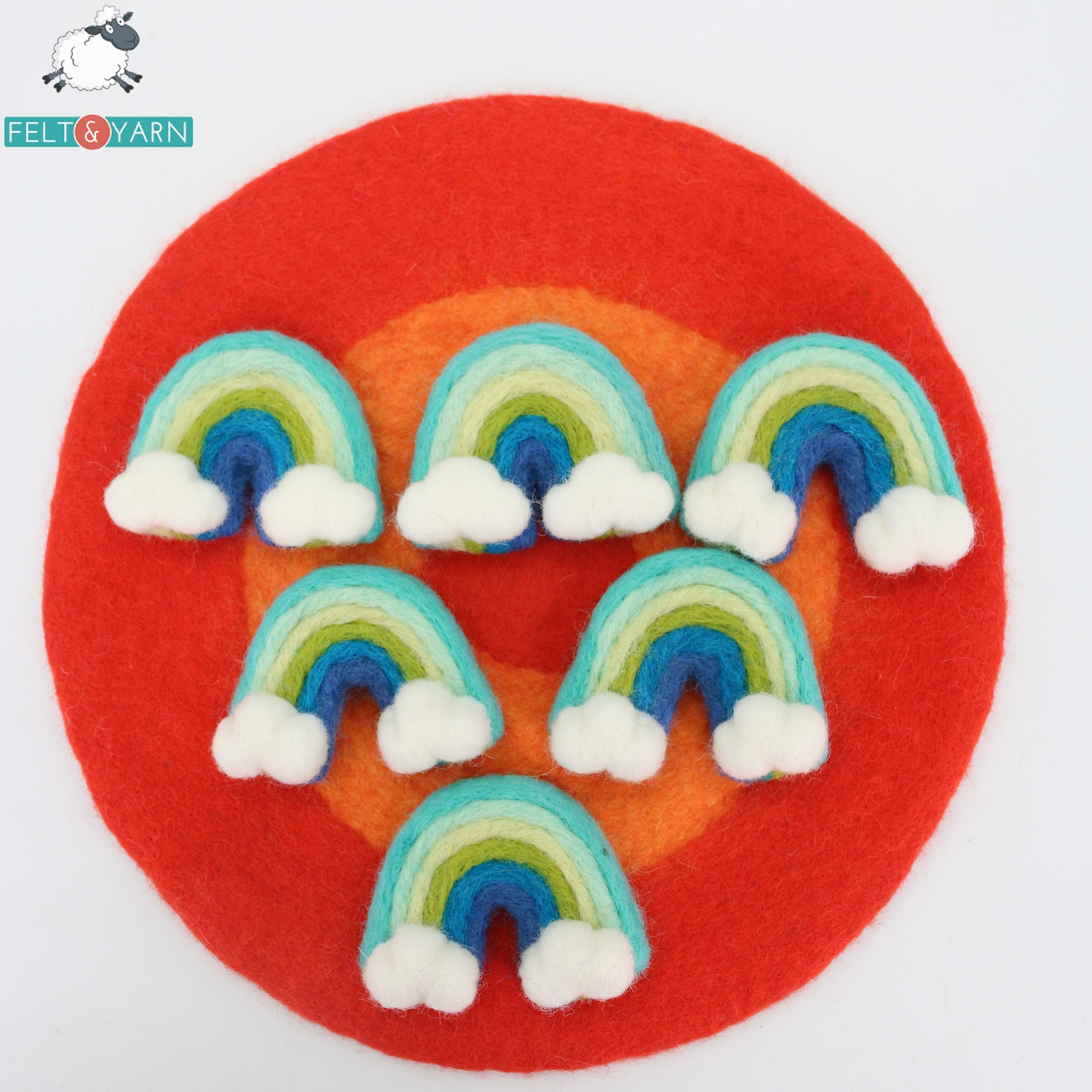 20 Pieces 7cm Felt Rainbow With Clouds Blue Felt Rainbows | Etsy