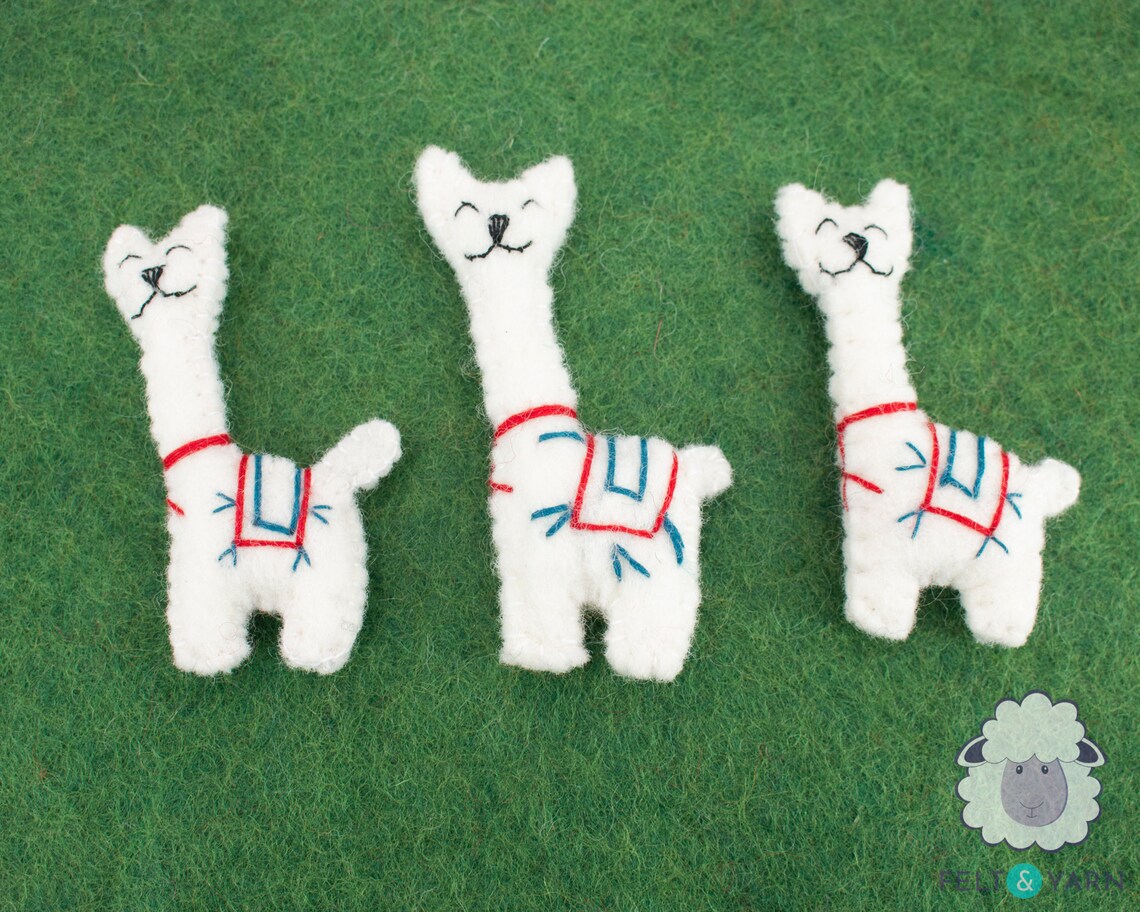 7cm Wool Felt White Llama With Long Neck Hand Felted - Etsy