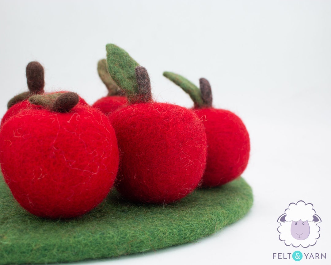 Handmade Felt Red Apple Ornament | Educational Felt Toys | Pretend Play ...
