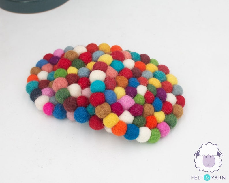 10pcs of 10cm Multi Color Felt Ball Coaster Set Dinning Table - Etsy