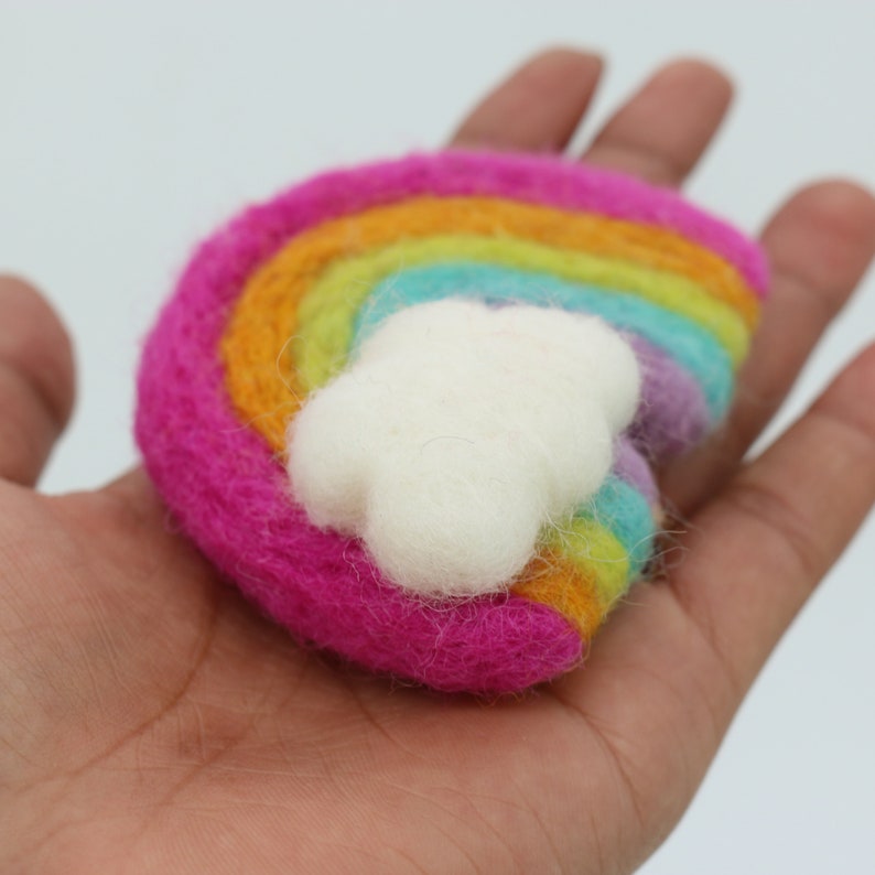 20 Pieces 7cm Felt Rainbow With a Cloud Felted Pastel - Etsy