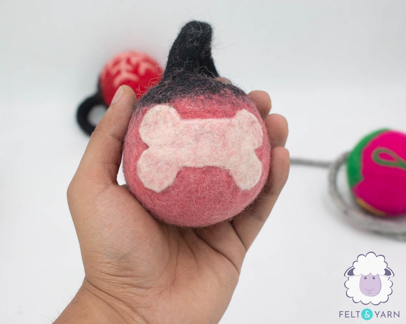 8cm Cute Animal Face Dog Toys Set Handmade of 100% Wool and Pet Safe ...