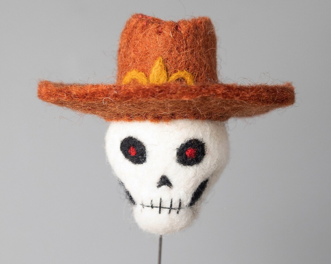 20pcs-7cm Cowboy Hat Felt Skull | Wool Hanging Ornament | Halloween ...