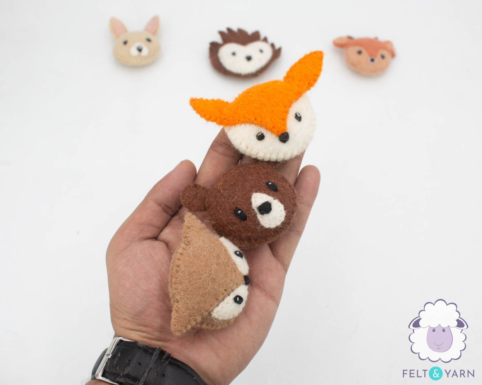 5cm Stitched Felted Cute Jungle Animals, Hand Felted Miniature Animals ...