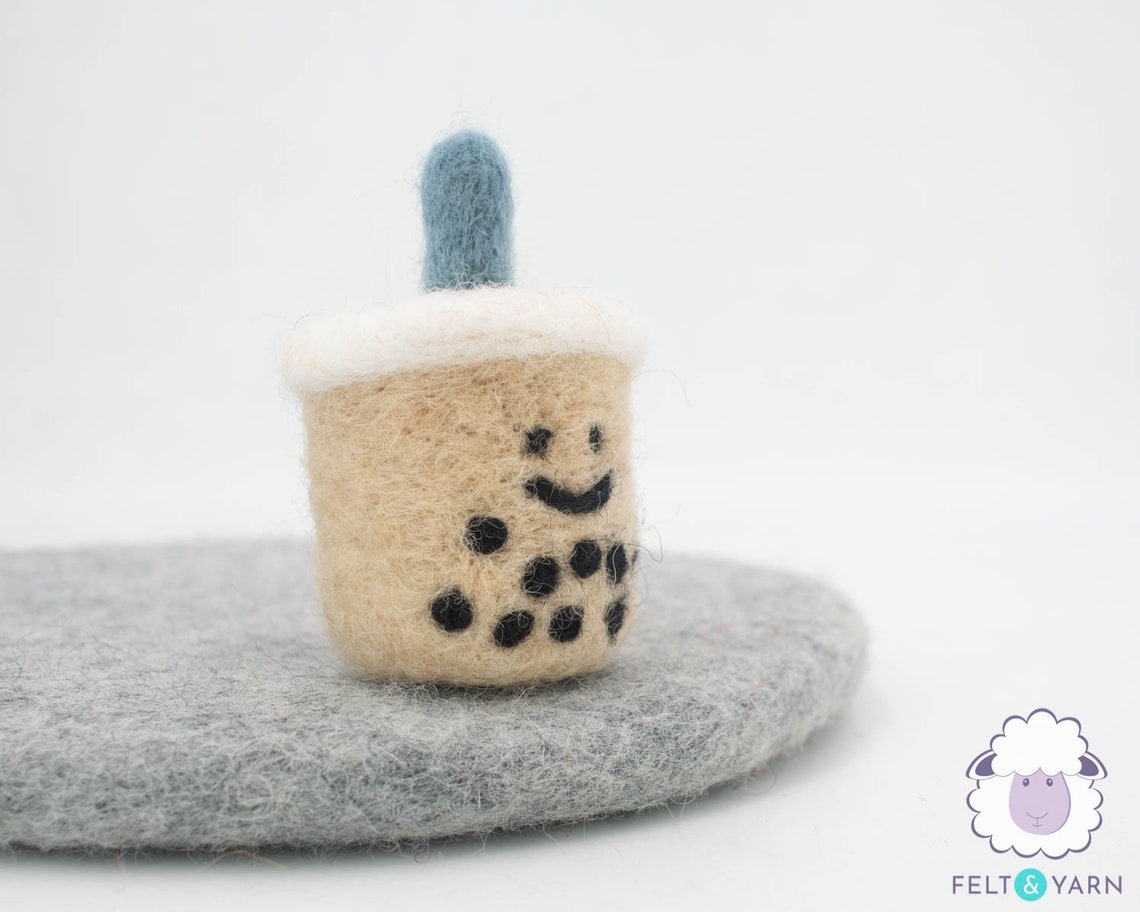 Needle Felted Cute Boba Tea With Details for Child's - Etsy