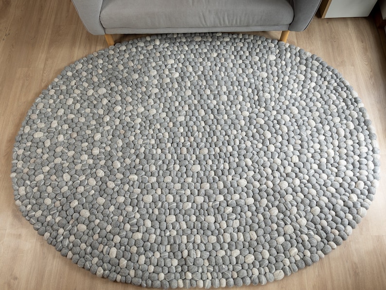 Large Wool Pebble Stone Oval Rug / Handmade Wool Felt - Etsy