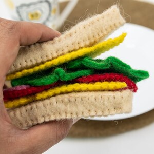 Felt Sandwich Pretend Play Food for Kids, Handmade Stitch Felt Ham and ...