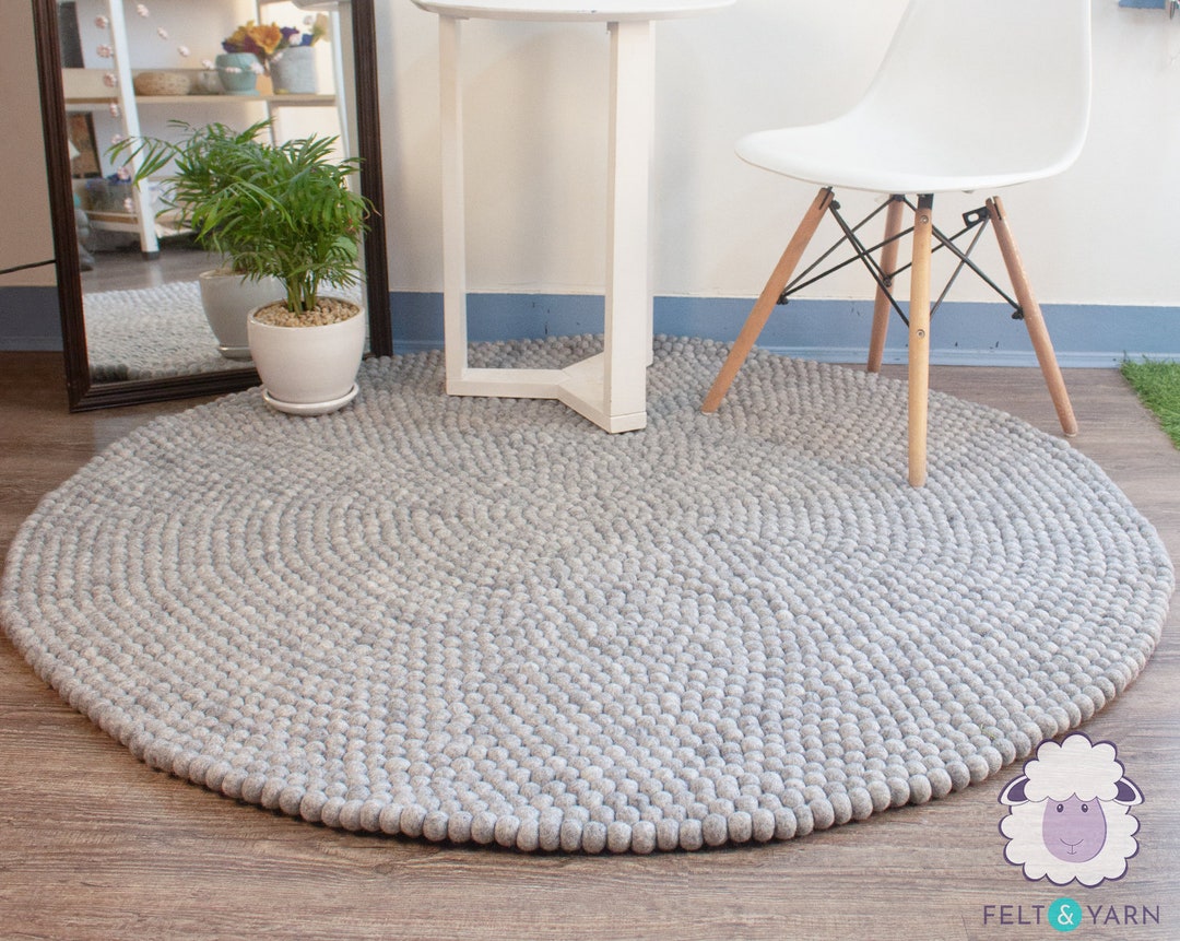 Round Felt Rug | Wool Circle Rug | Felt Ball Rug | Felt Carpet | Circle ...