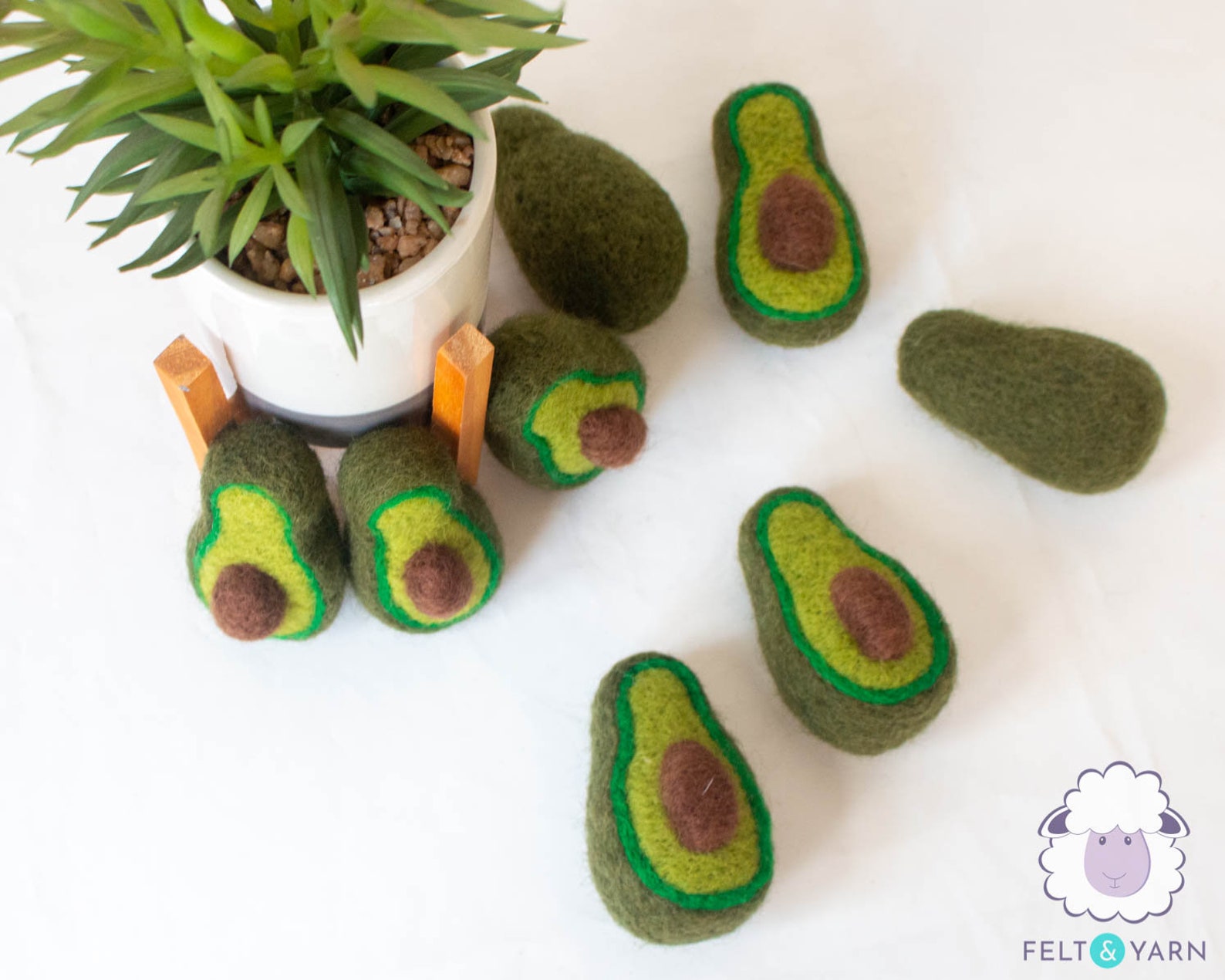7cm Wool Felt Avocado With Seeds Felt Fruit Set Starts With 20 Pcs of ...