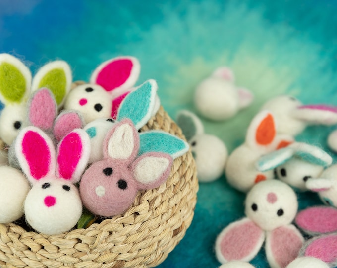 50 Pieces 3cm Felt Easter Bunny Head Crafts for Easter Egg Hunt, Home ...