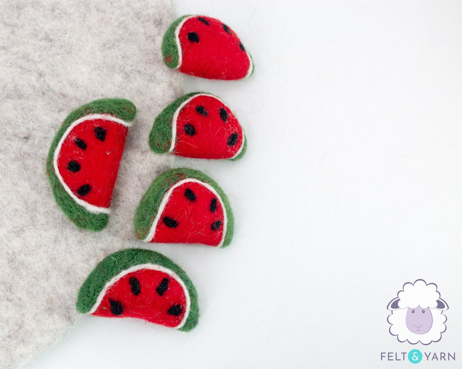 45 Pieces 6cm Wool Felt Watermelon Slices Felt Fruits - Etsy