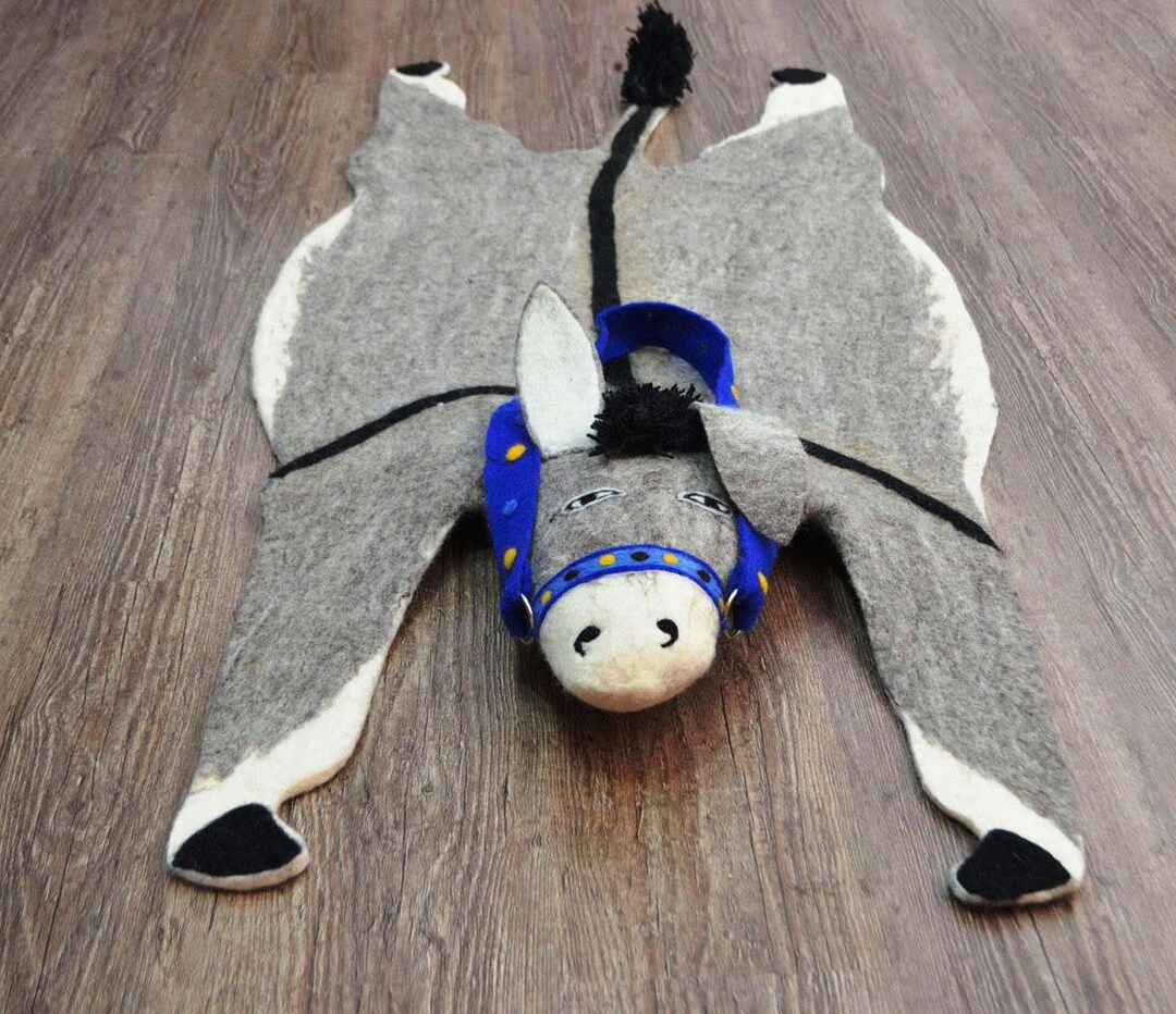 150cm Wool Felt Donkey Rug for Kids | Whimsical Animal Rug | Perfect ...