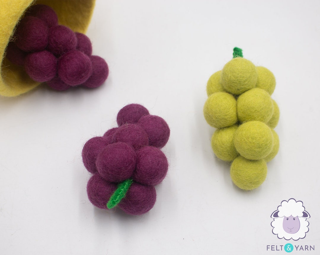 Stitched Felt Purple and Green Grapes | Interactive Play Toys for Kids ...