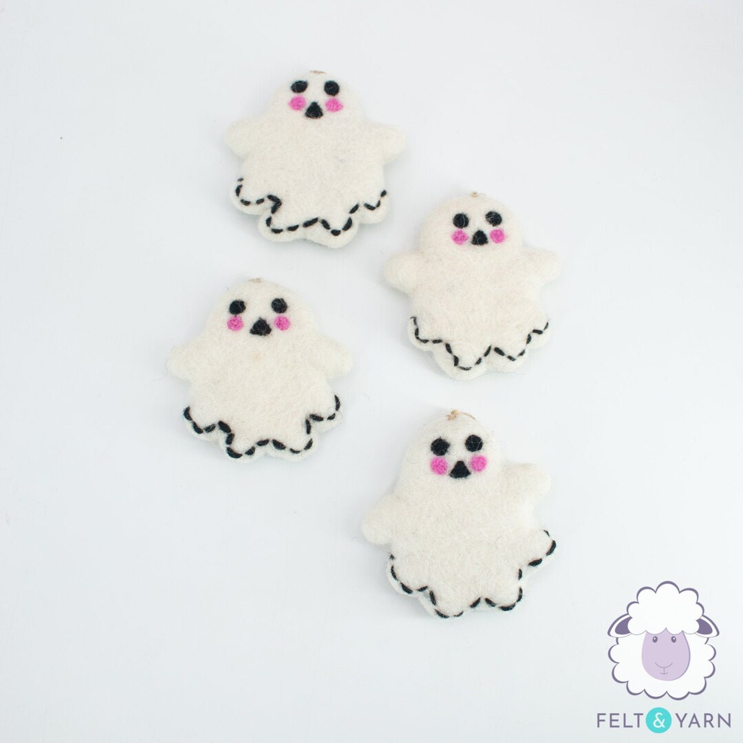 8cm Wool Felt Cheeky Ghost Halloween Spooky Decor | Hand Felted White ...