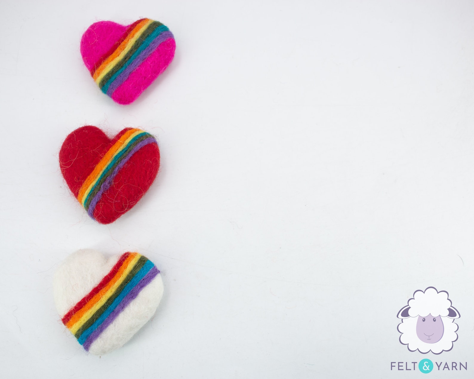 50 Pcs of Bulk Wool Felt Hearts Hand Felted Pride Heart Shape for DIY ...