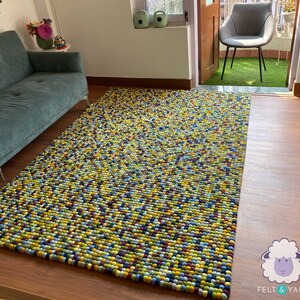 Wool Felt Ball Rug Living Room, Office, Bed Room Suitable, Made With ...