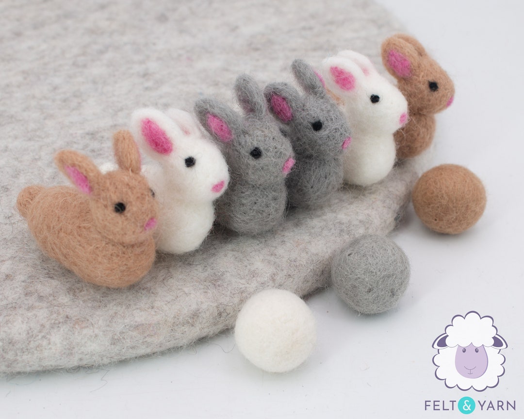 15 Pieces 5cm Wool Felt Bunny Mini Rabbit Bunny Felt Craft Supplies ...