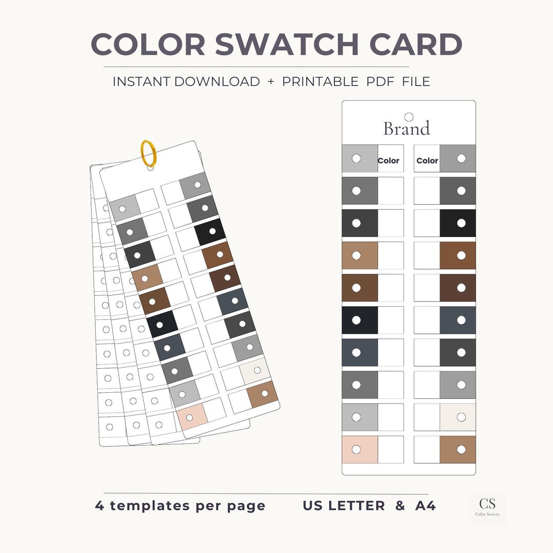 Minimal Color Palette Sheet Printable | Paint & Pen Test Layout | Clean ...