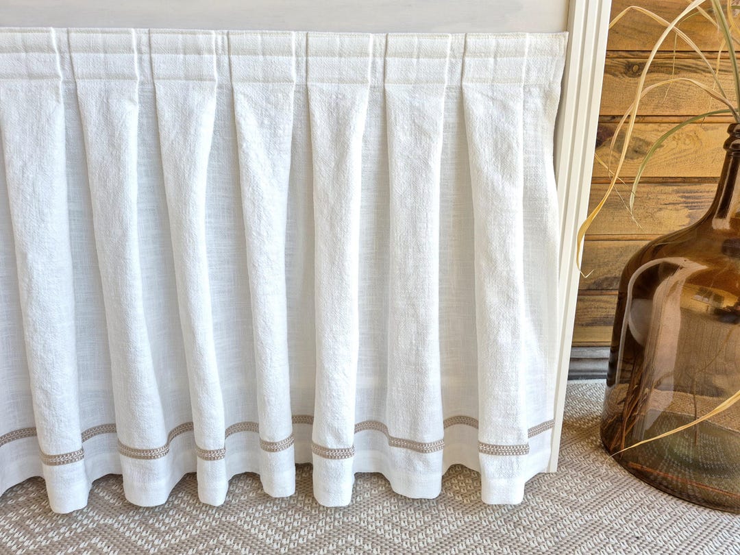 Pleated Linen Sink Skirt With Trim, for Bathroom, Utility Skirt, Vanity ...