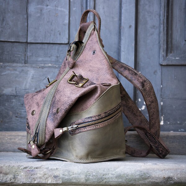 Boho Leather Backpack - Etsy