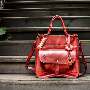 Handmade Red Leather Hobo Bag: Boho Tote With Strap - Etsy