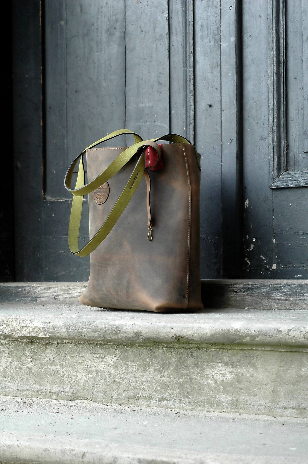 Leather Tote Bag Handmade Sturdy Woman Purse in 5 Sizes, Magnet Zipper ...