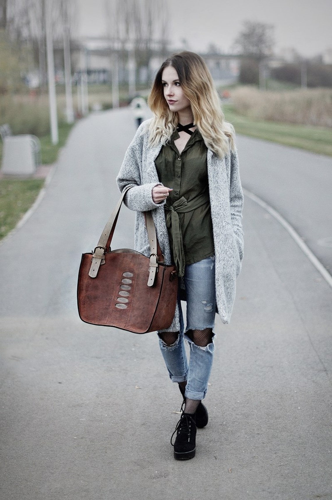 Oversize Tote bag Brick color Leather handmade big Shoulder | Etsy