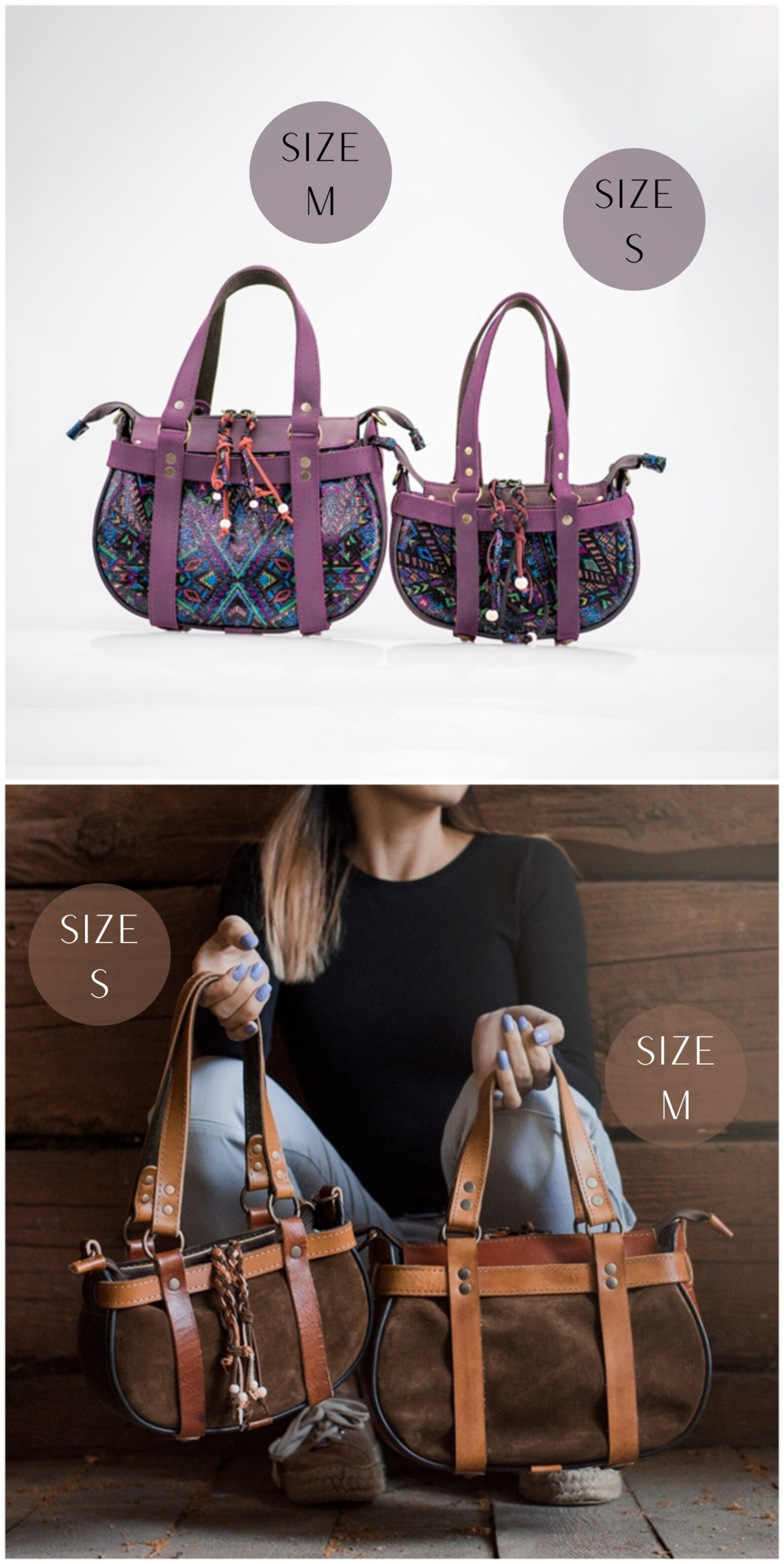 Handmade Leather Crossbody Bag: Boho Cognac Purse With Braided Detail ...