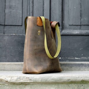 Leather Tote Bag Handmade Sturdy Woman Purse in 5 Sizes, Magnet Zipper ...